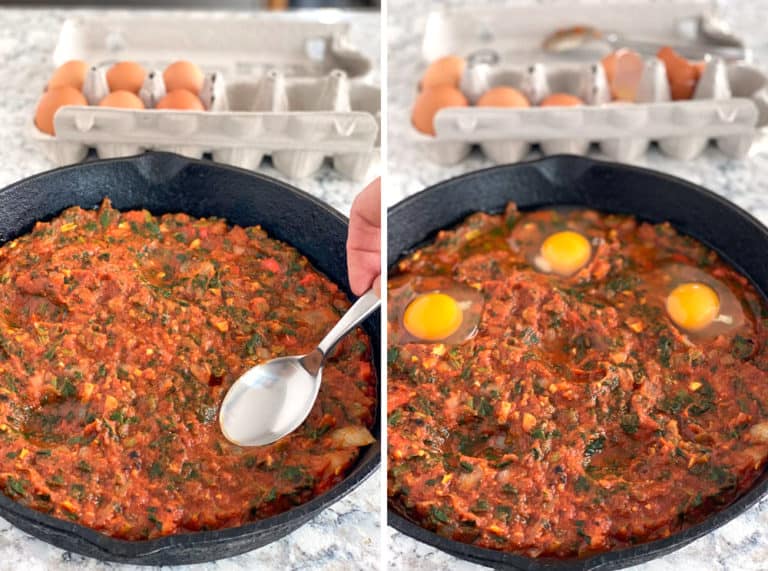 Shakshuka Recipe: Eggs baked in spicy tomato sauce with feta