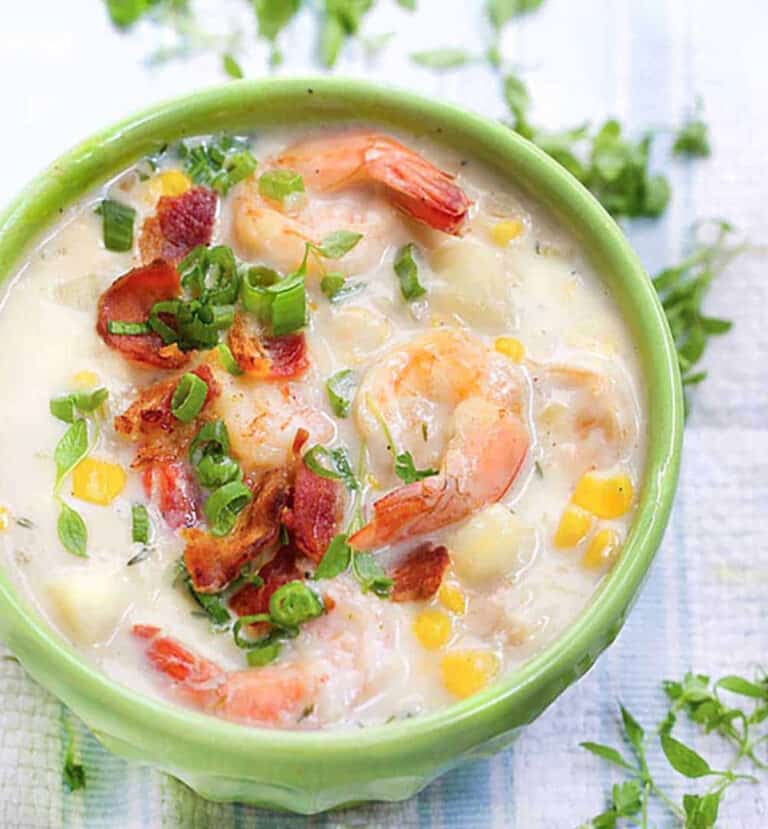Shrimp and Corn Chowder: Creamy without Cream l Panning The Globe