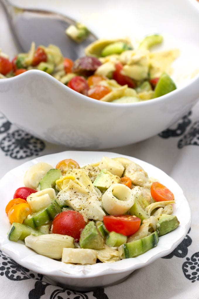 Hearts of Palm Salad with Artichoke Hearts, Cucumber and Avocado